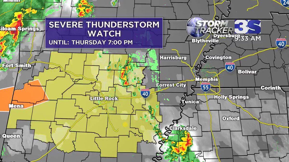 Severe Thunderstorm Watch issued for much of Arkansas. Isolated heavy ...