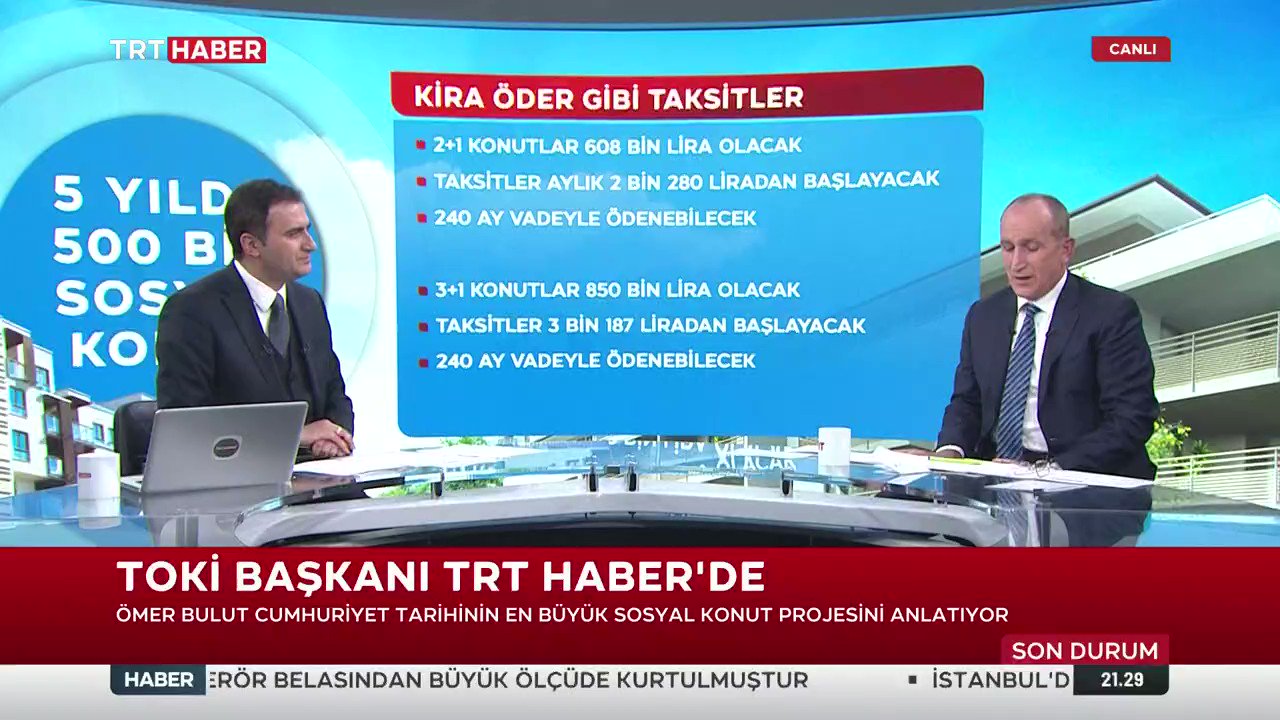 TRT Haber Canlı on Twitter: "[İlk evim, ilk iş yerim projesi] TOKİ Başkanı Ömer Bulut ...