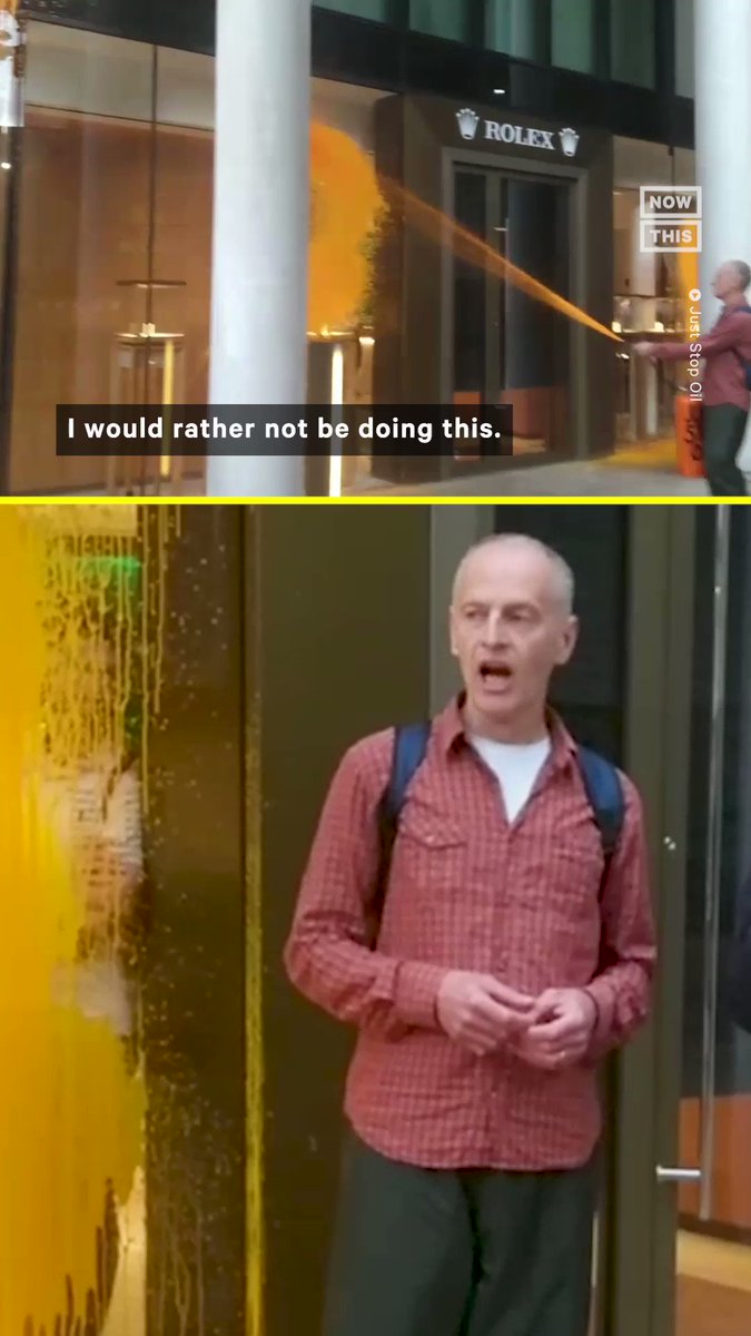 Just Stop Oil activists spray-painted the front of a Rolex store in ... Just Stop Oil activists spray-painted the front of a Rolex store in ...