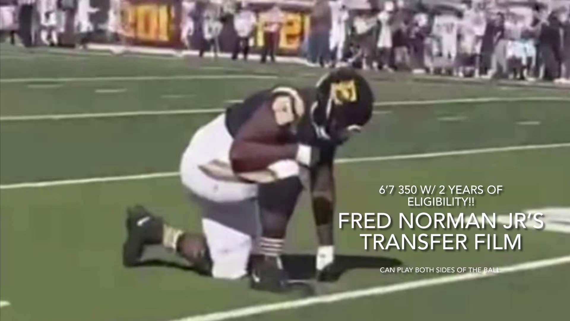 Fred Norman Jr. on Twitter: "Fred Norman Jr’s Transfer Tape 6’7 350 w/ 2 years left of ...