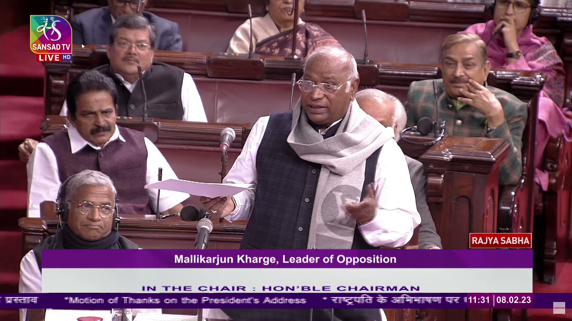 ANI on Twitter: "#WATCH | Rajya Sabha Chairman Jagdeep Dhankhar in exchange with LoP Mallikarjun ...