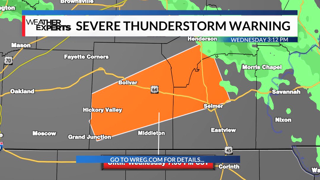 Wendy Nations WREG on Twitter: "RT @TSimpson_WREG3: A Severe Thunderstorm Warning has been ...