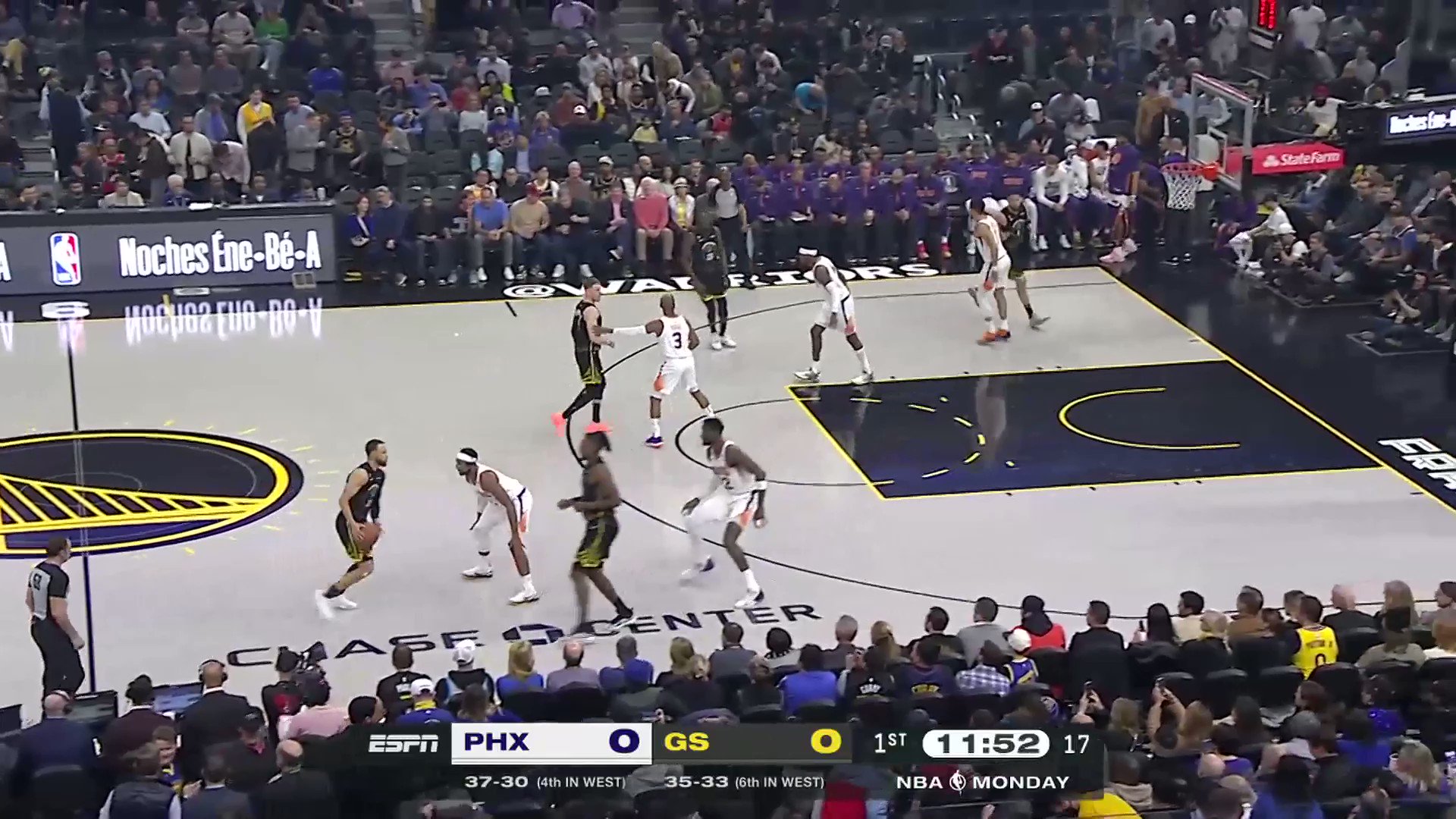 NBA on Twitter: "Steph and Klay in the 1Q on ESPN... 30 points 11-14 shooting 7 threes ...