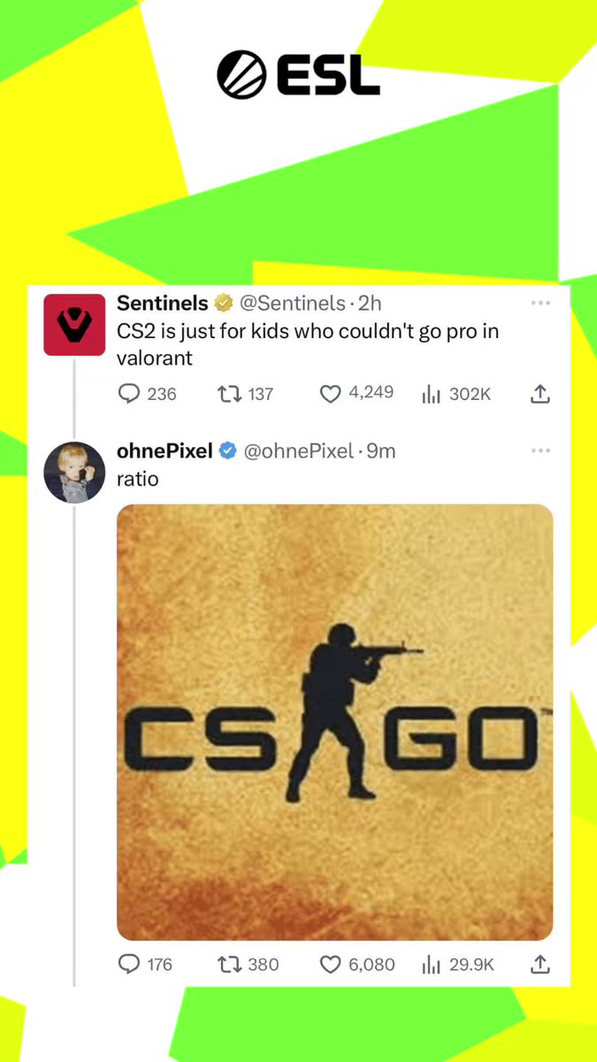 Kyel on Twitter: "RT @ESLCS: Another common W for Counter-Strike @ohnePixel 🤝"