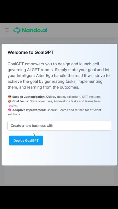 Nando AI on Twitter: "Introducing GoalGPT! #GoalGPT empowers you to design and launch self ...