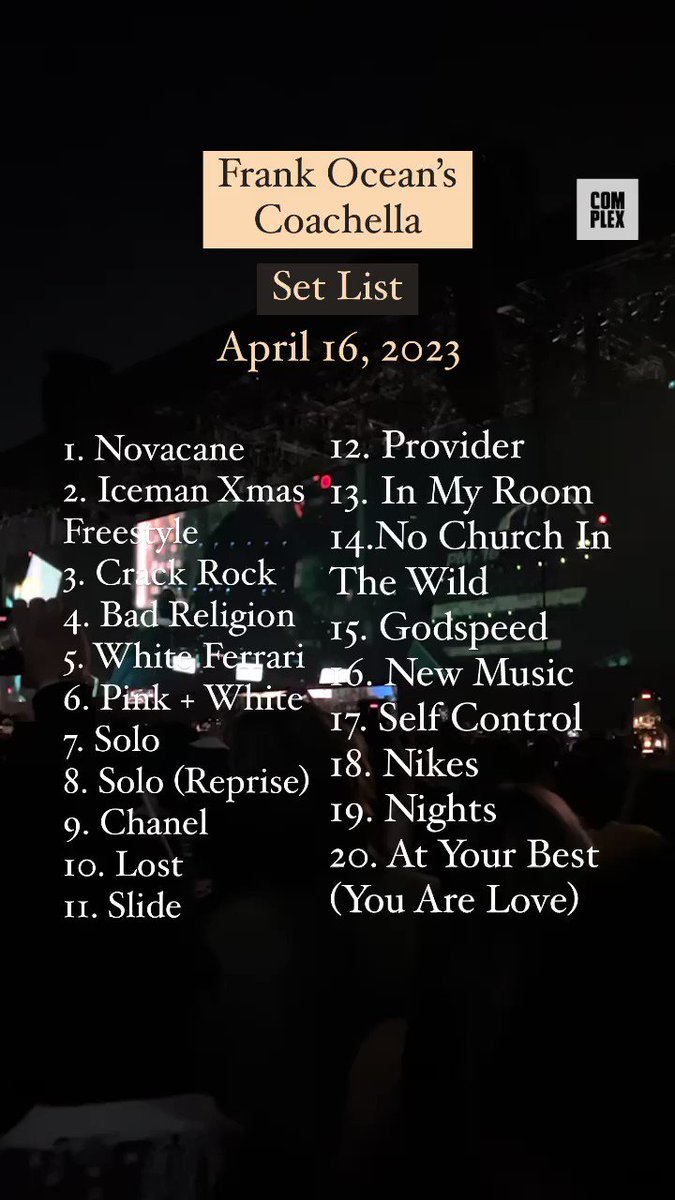 Frank Ocean Coachella Setlist 2025 - Richard Kerr Frank Ocean Coachella Setlist 2025 - Richard Kerr