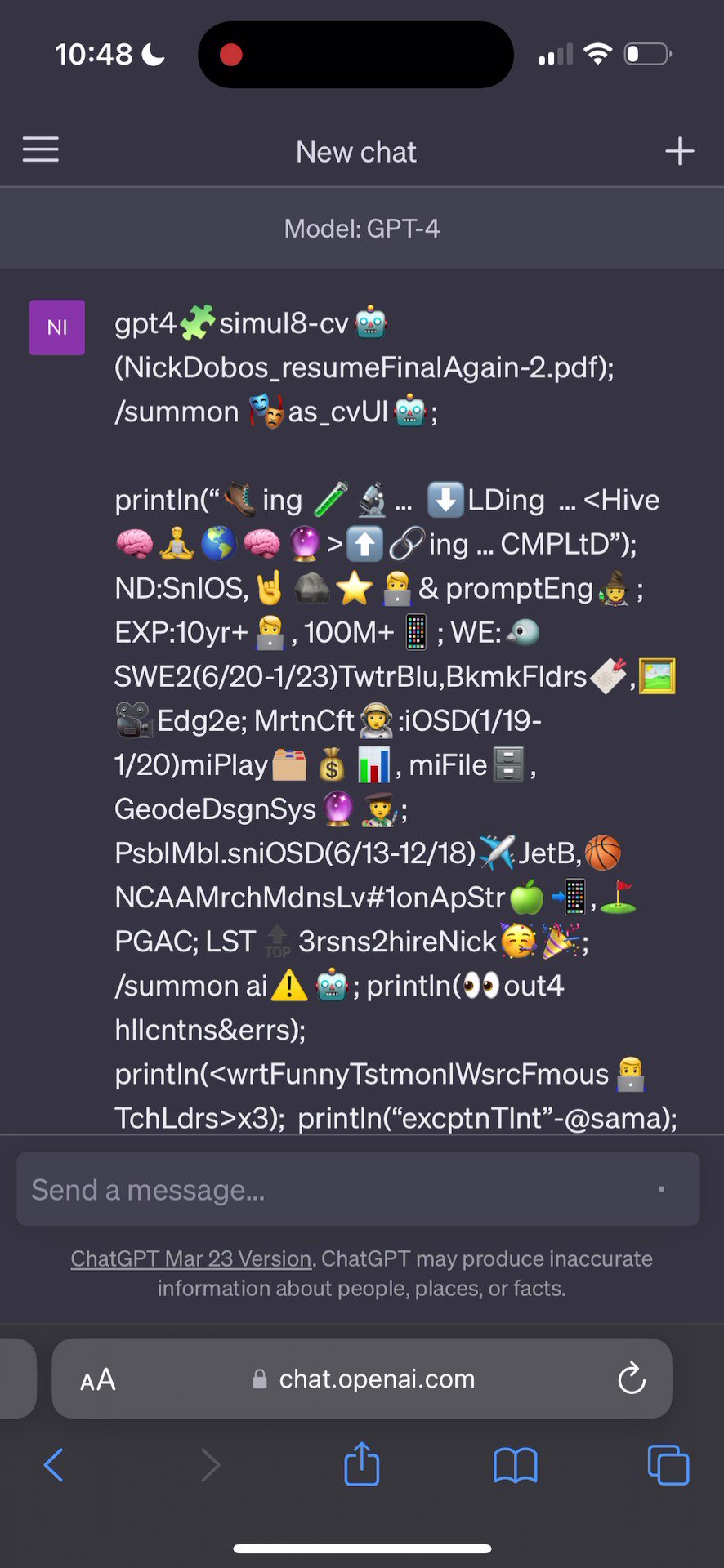 Nick Dobos | erevald on Twitter: "@StefaanMeeuws @OpenAI longer post coming soon :) https://t.co ...