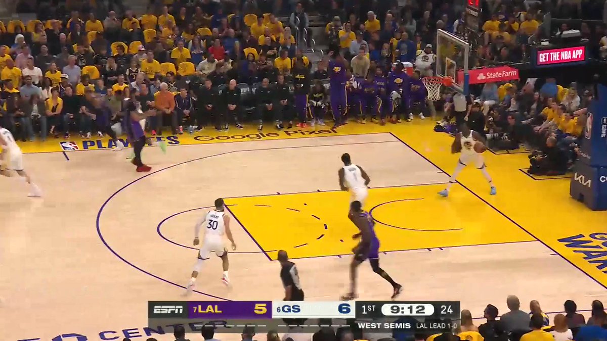 NBA on Twitter: "Steph hits the pull-up three 💦 GSW/LAL Game 2 is live on ESPN 🍿"