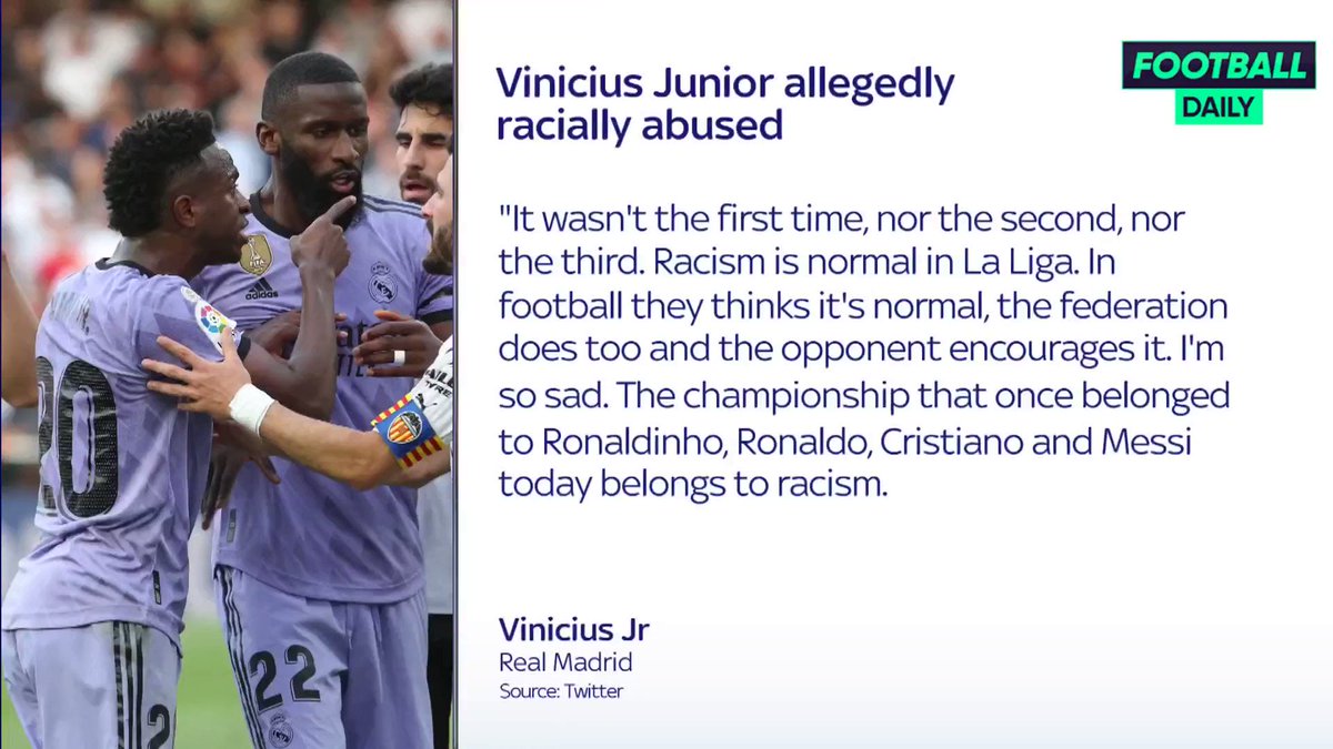 Football Daily on Twitter: "A statement from Vinicius Jr, following the alleged racial abuse 👇"