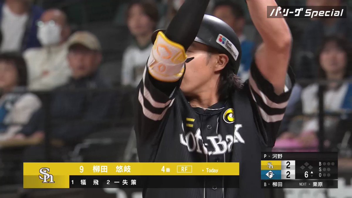 パ・リーグ Special【rakutentv公式】 On Twitter 【試合速報📣】 F H 6回表 福岡ソフトバンク「 柳田悠岐