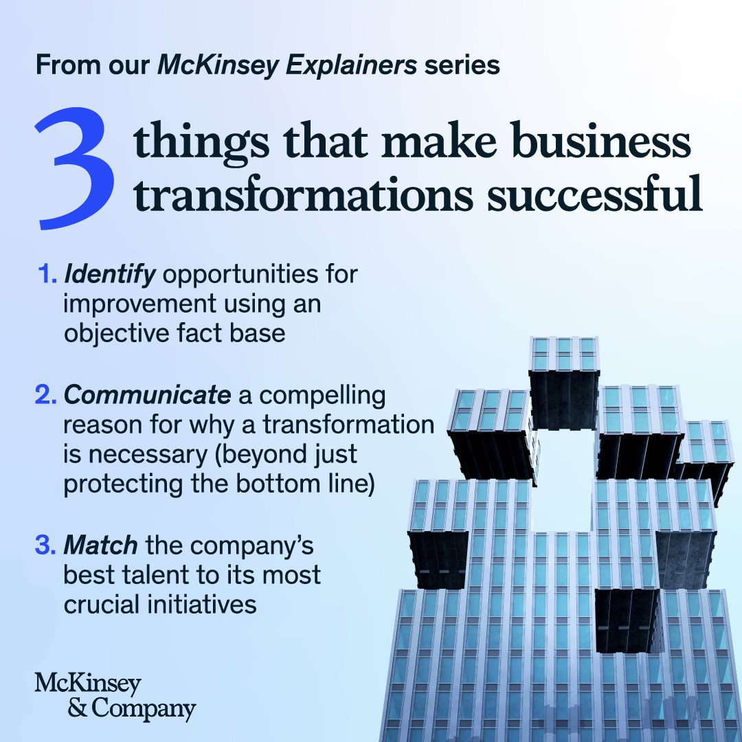 McKinsey & Company on Twitter: "Transformations are difficult to get right: our research shows ...