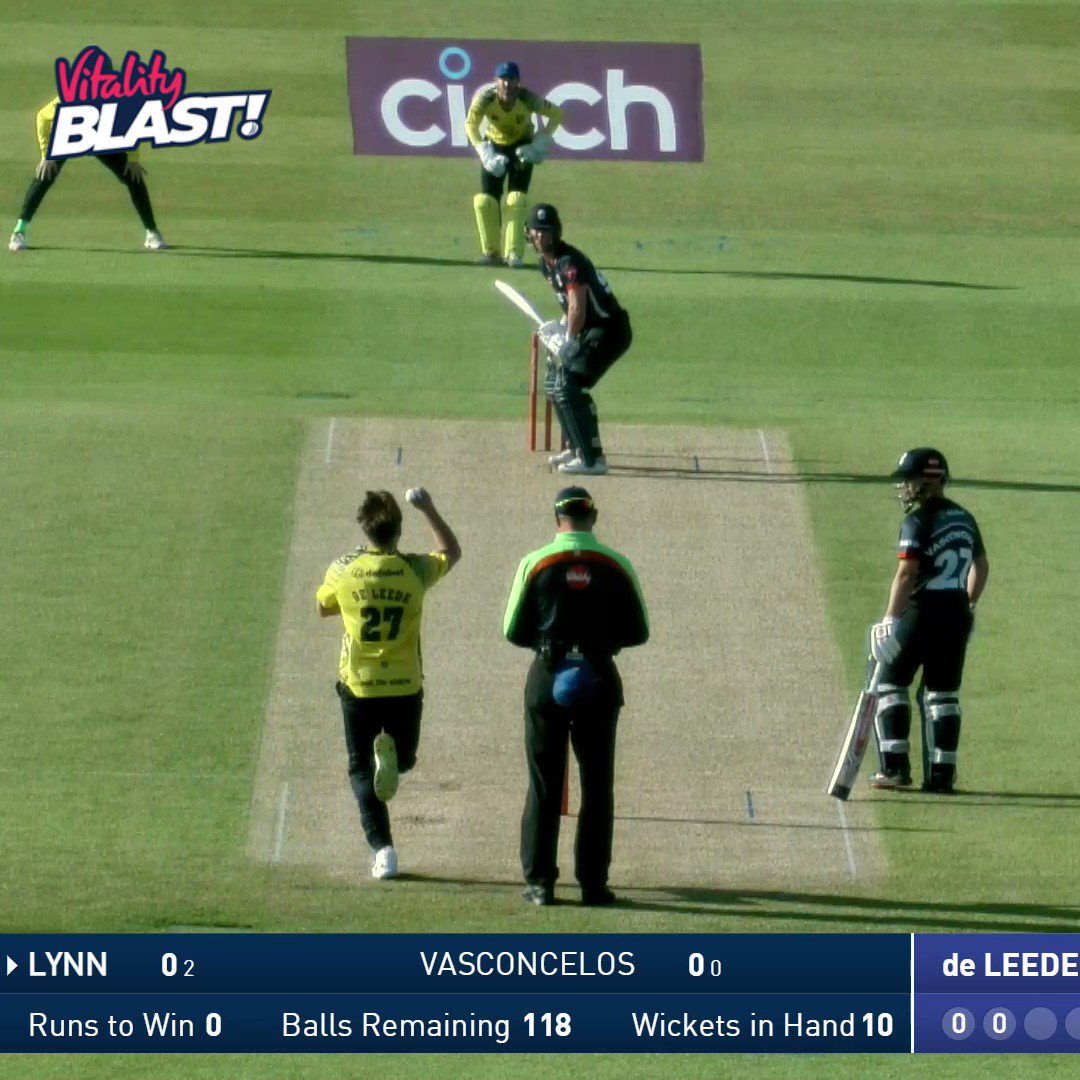 Vitality Blast on Twitter: "Bas de Leede with a beauty! He dismisses Chris Lynn on the third ...