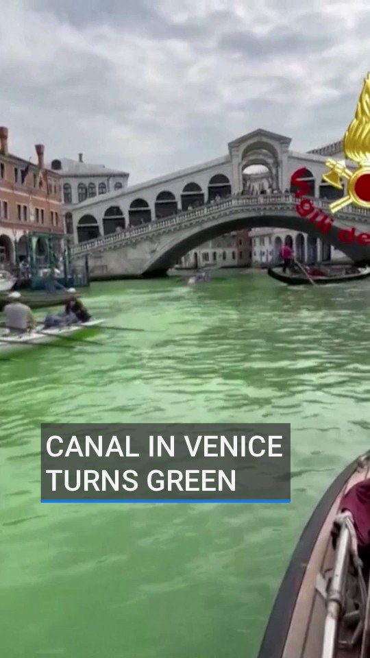 RTÉ News on Twitter: "A stretch of Venice's Grand Canal has turned bright green, prompting ...