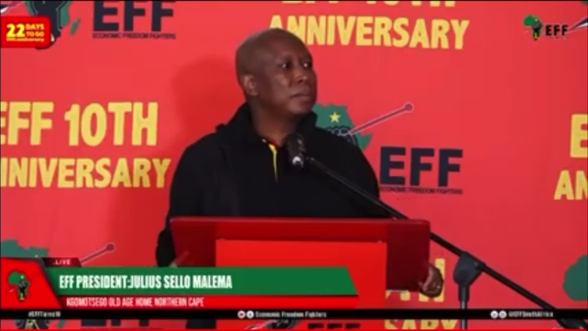 Economic Freedom Fighters on Twitter: "♦️Must Watch♦️ CIC @Julius_S_Malema addressing the EFF ...