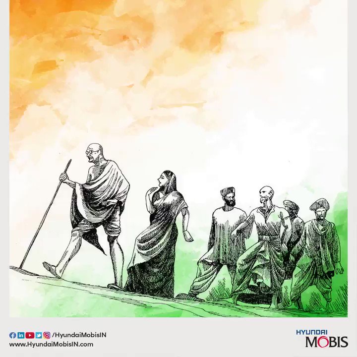 Mahatma Gandhi In Dandi March Sketch