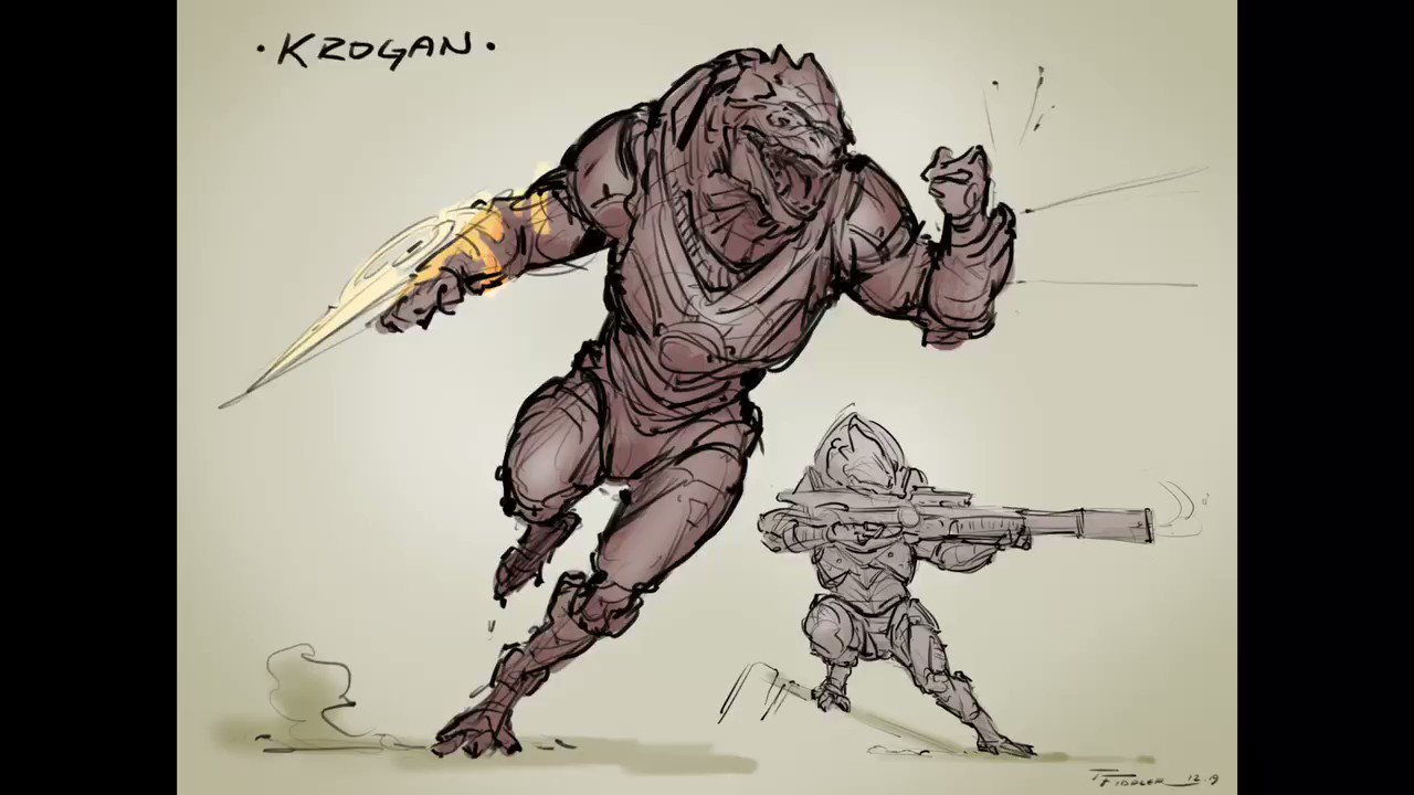Taran Fiddler On Twitter Time Lapse Video Of A Krogan Sketch From