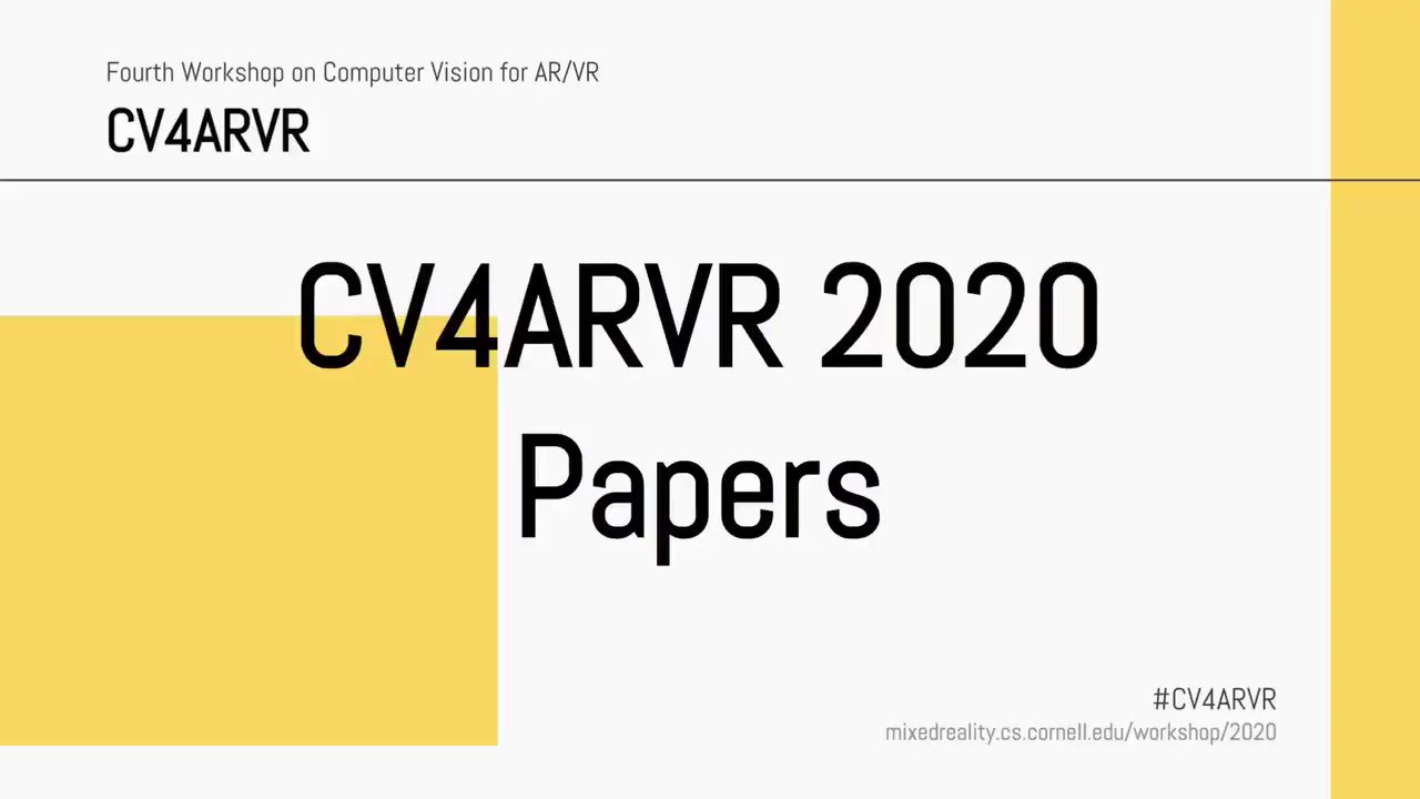 #CVPR2023 on Twitter: "Did you miss out on the #CV4AR workshop Monday at #CVPR2020? Have more ...