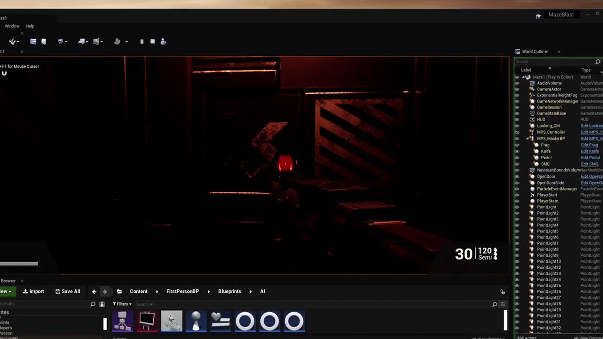 Showcasing parts of the first maze. I know the doors is clipping, need to fix that #UnrealEngine ...