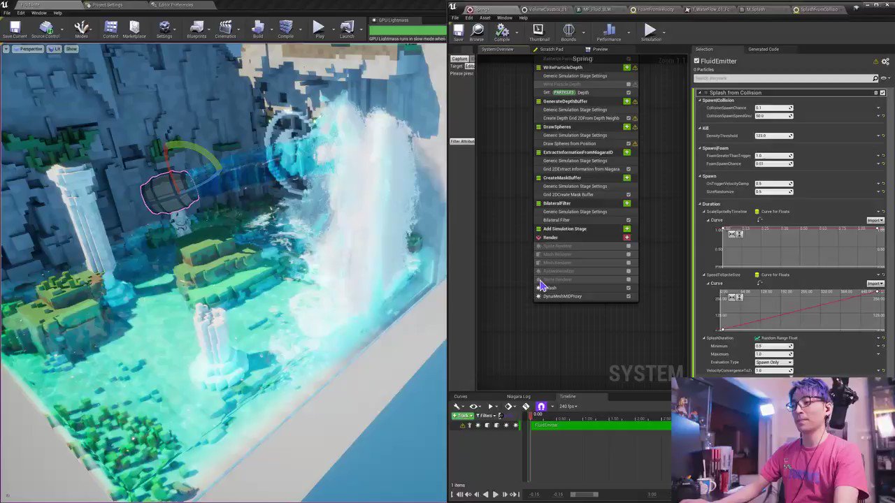 Asher Zhu on Twitter: "Packed my fluid simulation and renderer into one single Niagara system ...