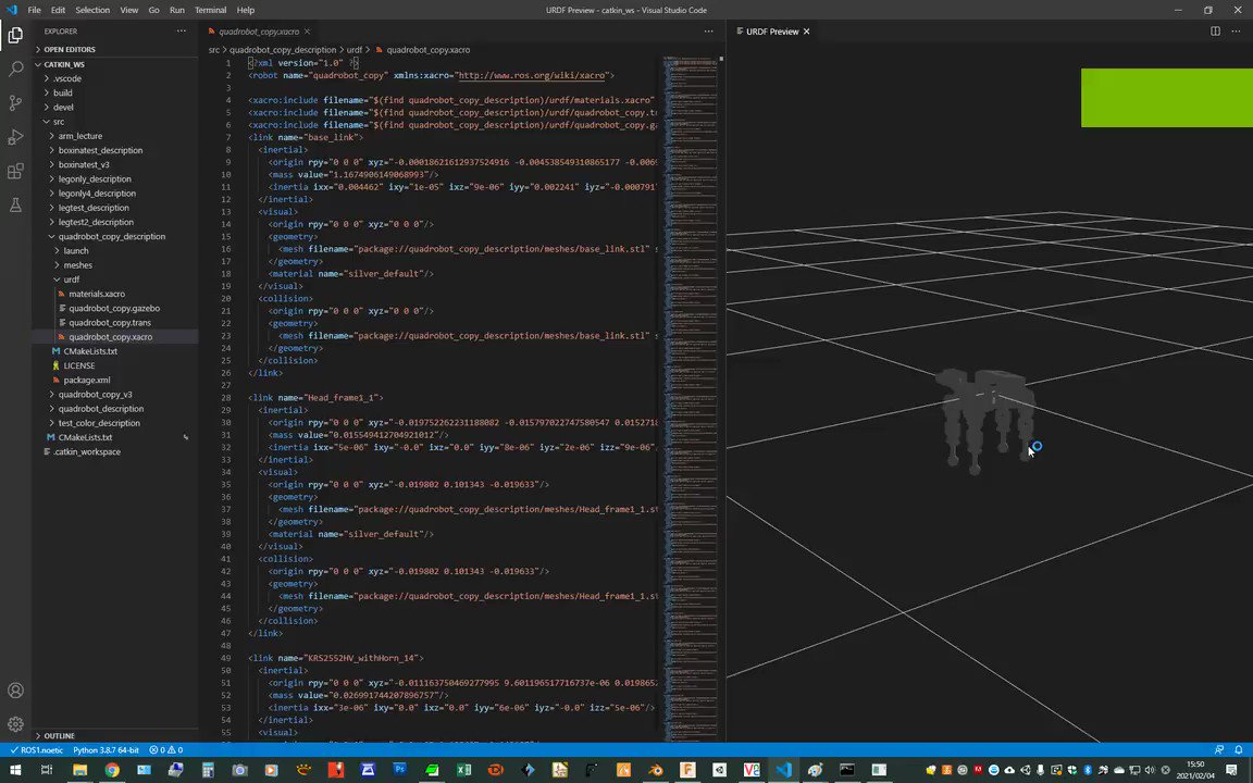 でべ on Twitter: "VS code (windows) でも URDF preview できた https://t.co/SCQBa6sqBG" / Twitter