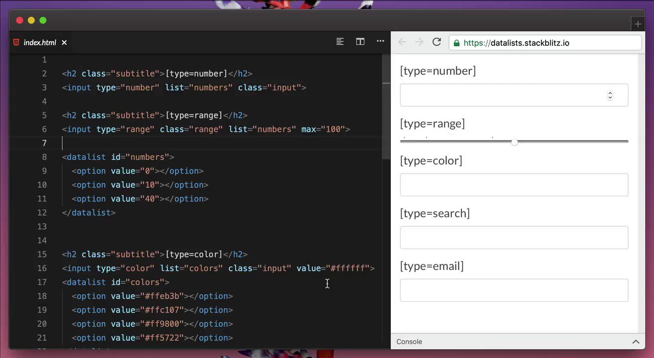 StackBlitz on Twitter: "💡 Forms tip! (3) Use ` ` to enhance your forms with suggested values ...