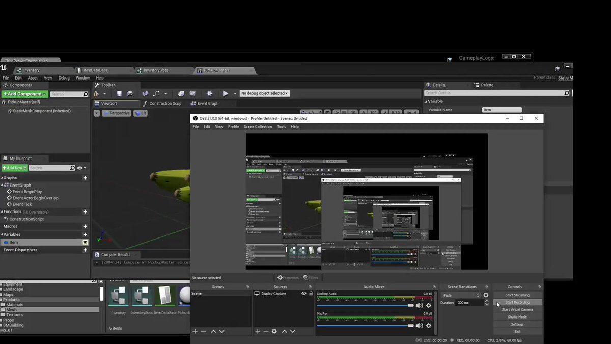 Sat up the inventory structure, so I can choose any mesh from a datatable #UnrealEngine #UE4 # ...
