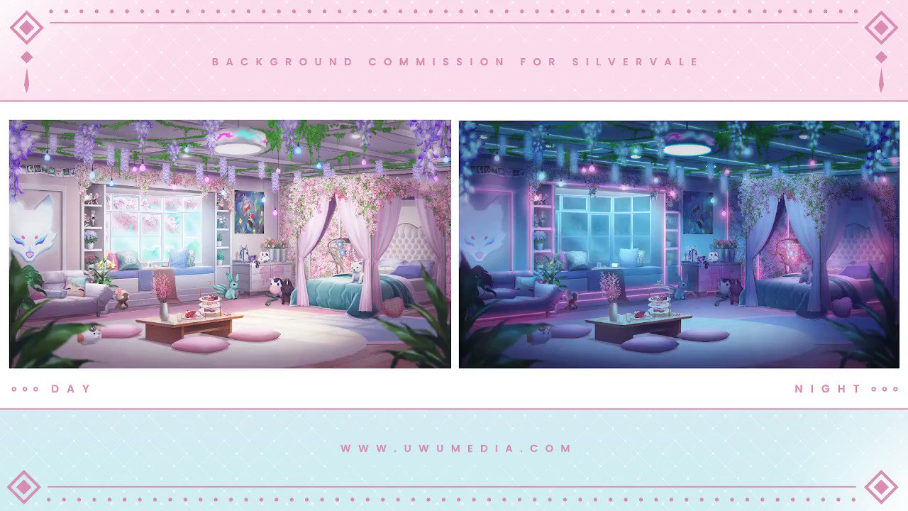 UWU MEDIA | KAWAII GRAPHICS STUDIO on Twitter: "Day & Night Bedroom Mode for @_Silvervale_ 💙 ...