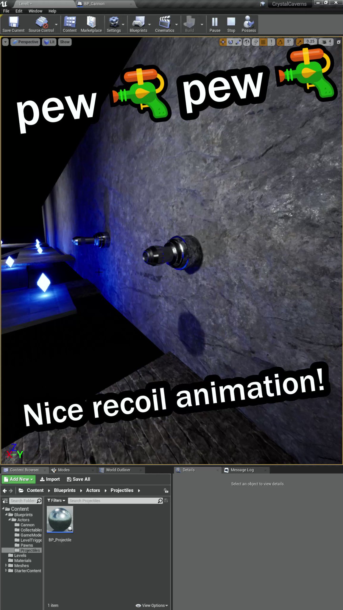 BulwarkCreative on Twitter: "🎮 Learning UE4: 118 🎮 - Cannon Recoil Cannon sudo-animation is ...