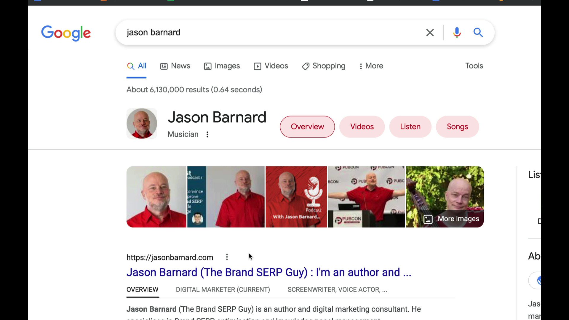 Jason Barnard 🇺🇦 on Twitter: "This is fun @rustybrick Tabs on a Brand SERP (idea stolen from ...