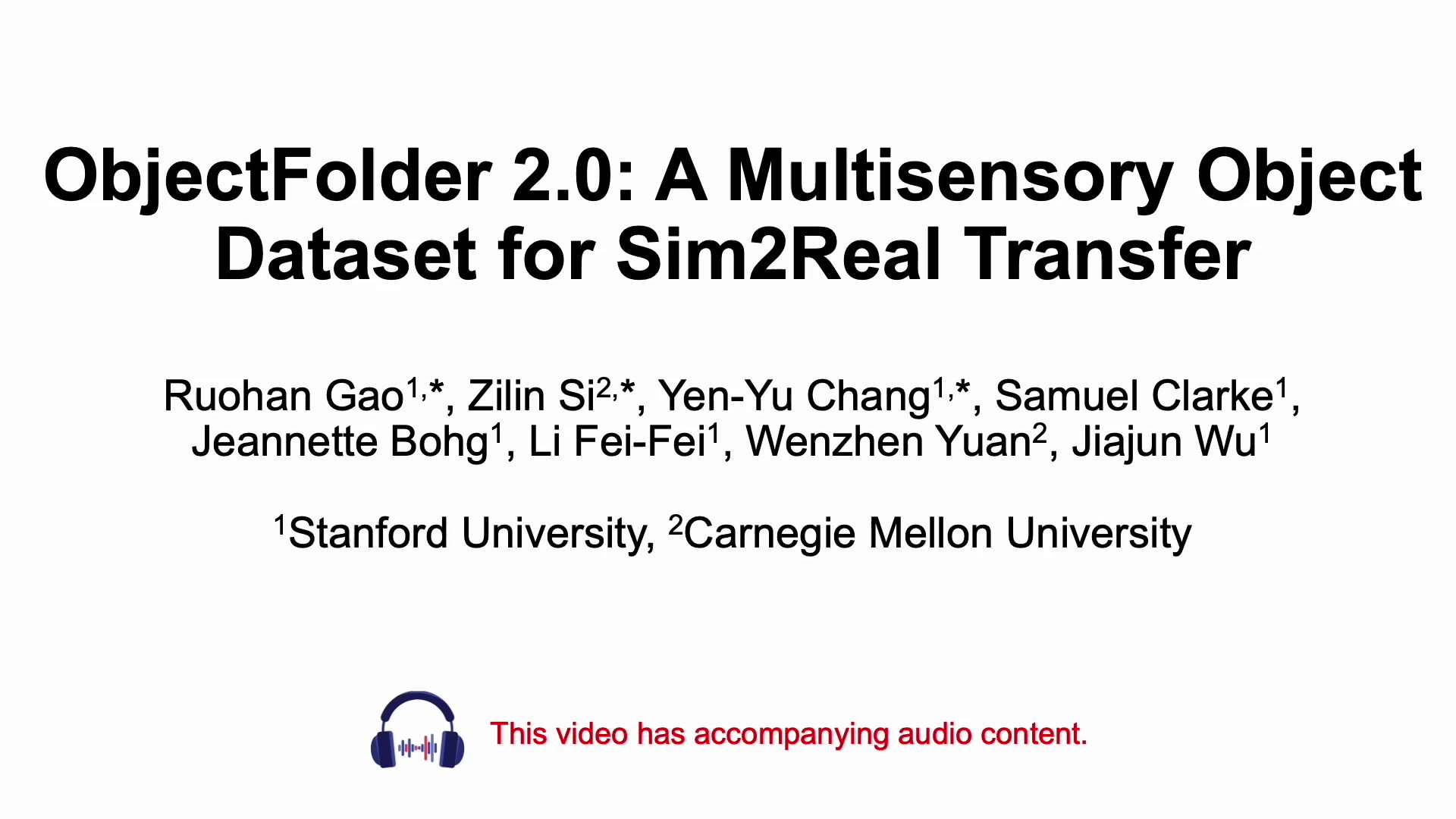 Ruohan Gao on Twitter: "Excited to share our #CVPR2022 paper ObjectFolder 2.0, a multisensory ...
