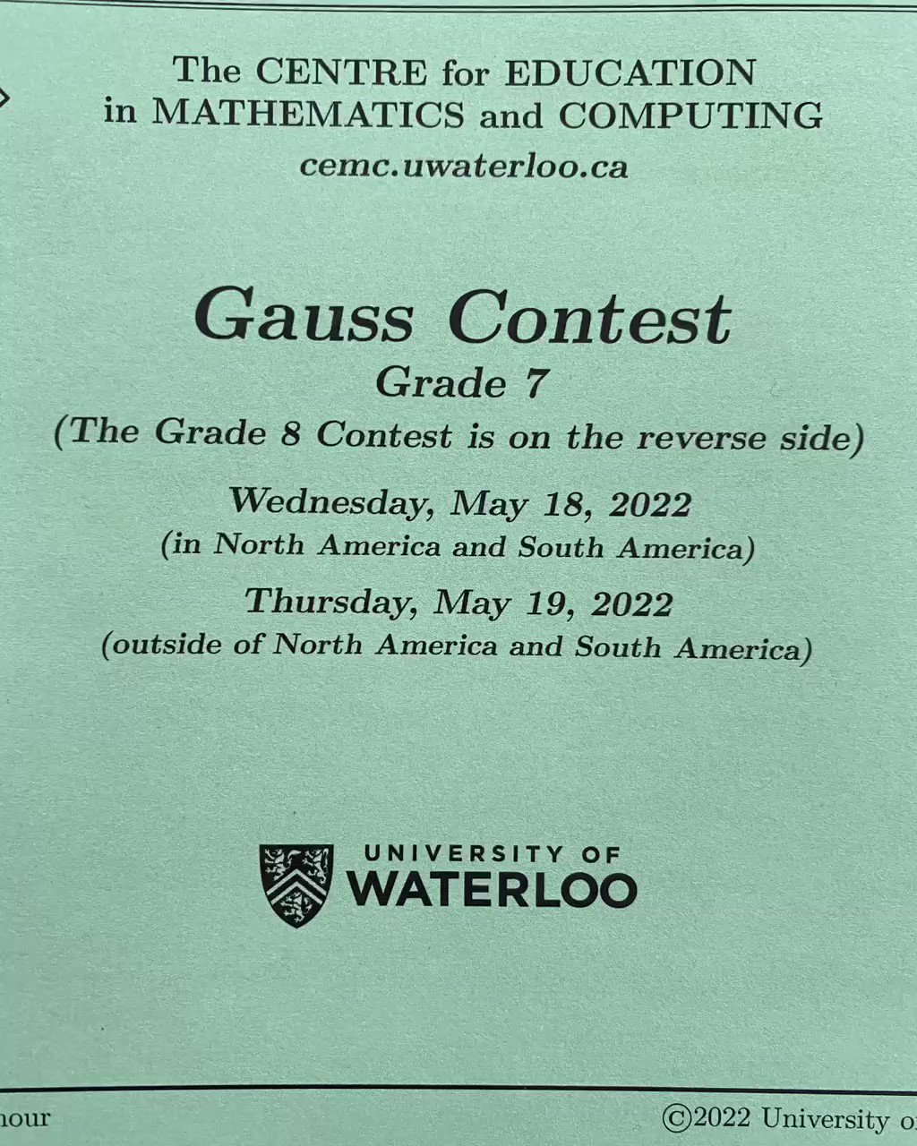 Gauss Math Contest
