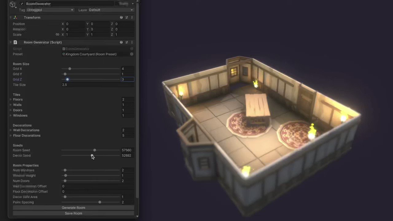 AssetSaleLove @汗人柱 on Twitter: "『RoomGen - Procedural Generator』を購入しました！ 注目度1215 Viewだけあって爆速で ...