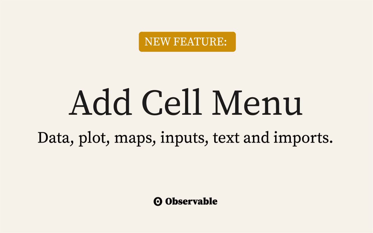 Observable On Twitter 📣 New Observablehq Product Update 📊 Create Faster With The Add Cell