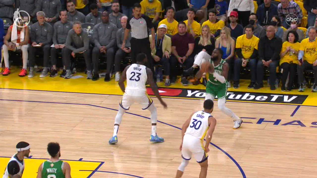 ClutchPoints on Twitter: "Jaylen Brown and Draymond Green get into it after the 3-point foul 😳 ...