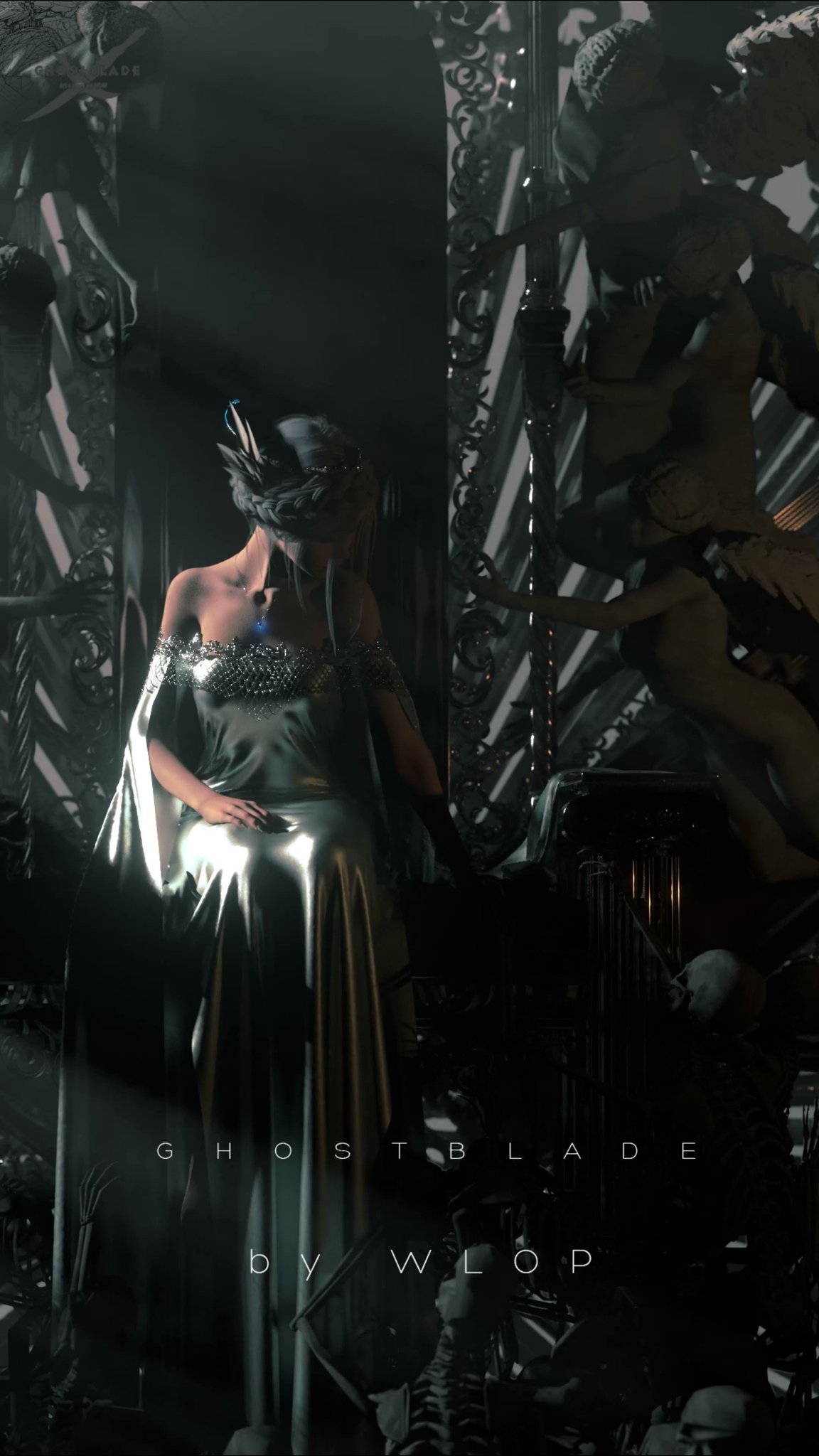 WLOP on Twitter: "Live Wallpaper - Throne 2 (Yulia) Model and rendered in blender eevee. Other ...