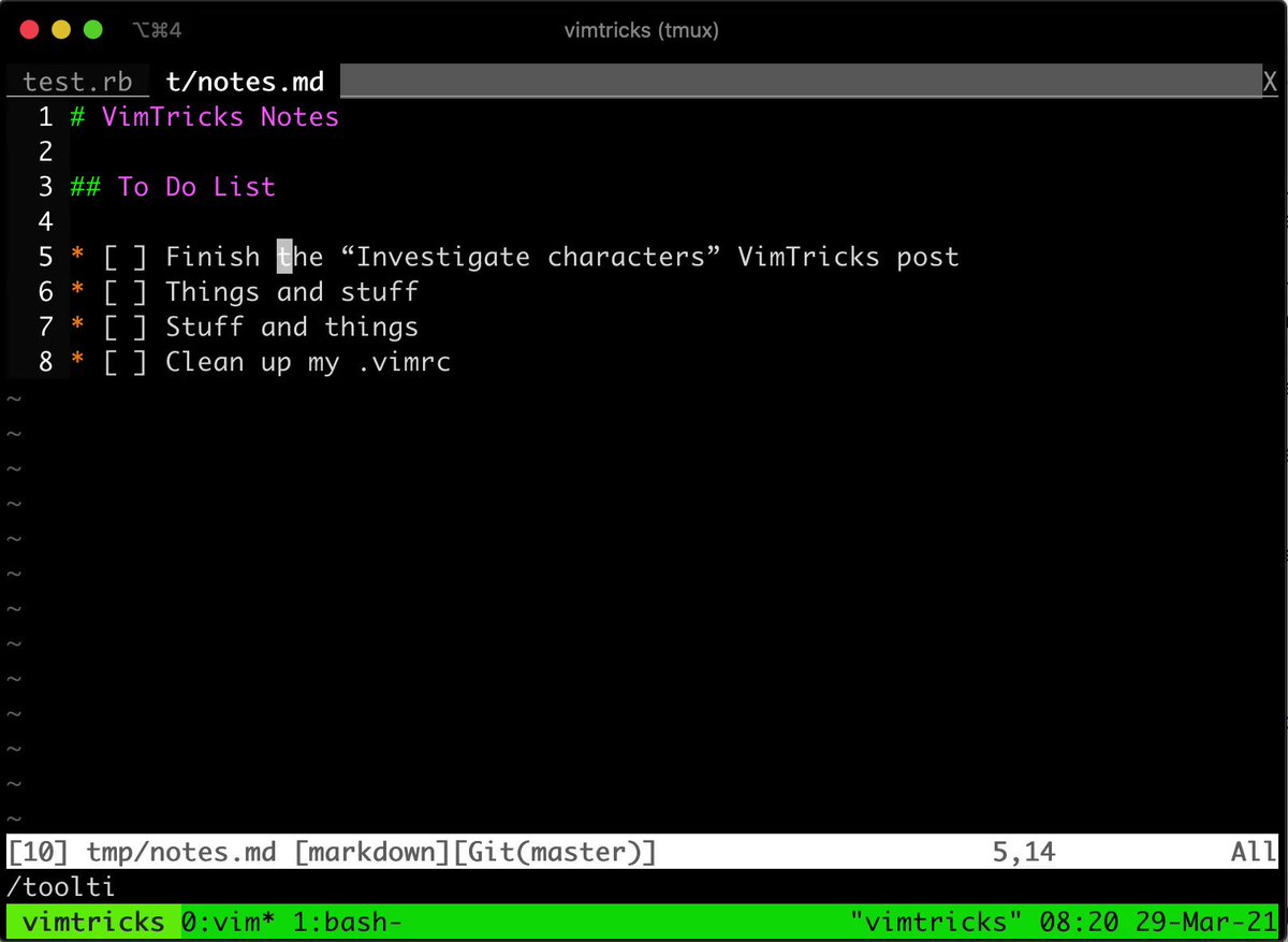 VimTricks On Twitter Press Ga In Vim To See Details About The