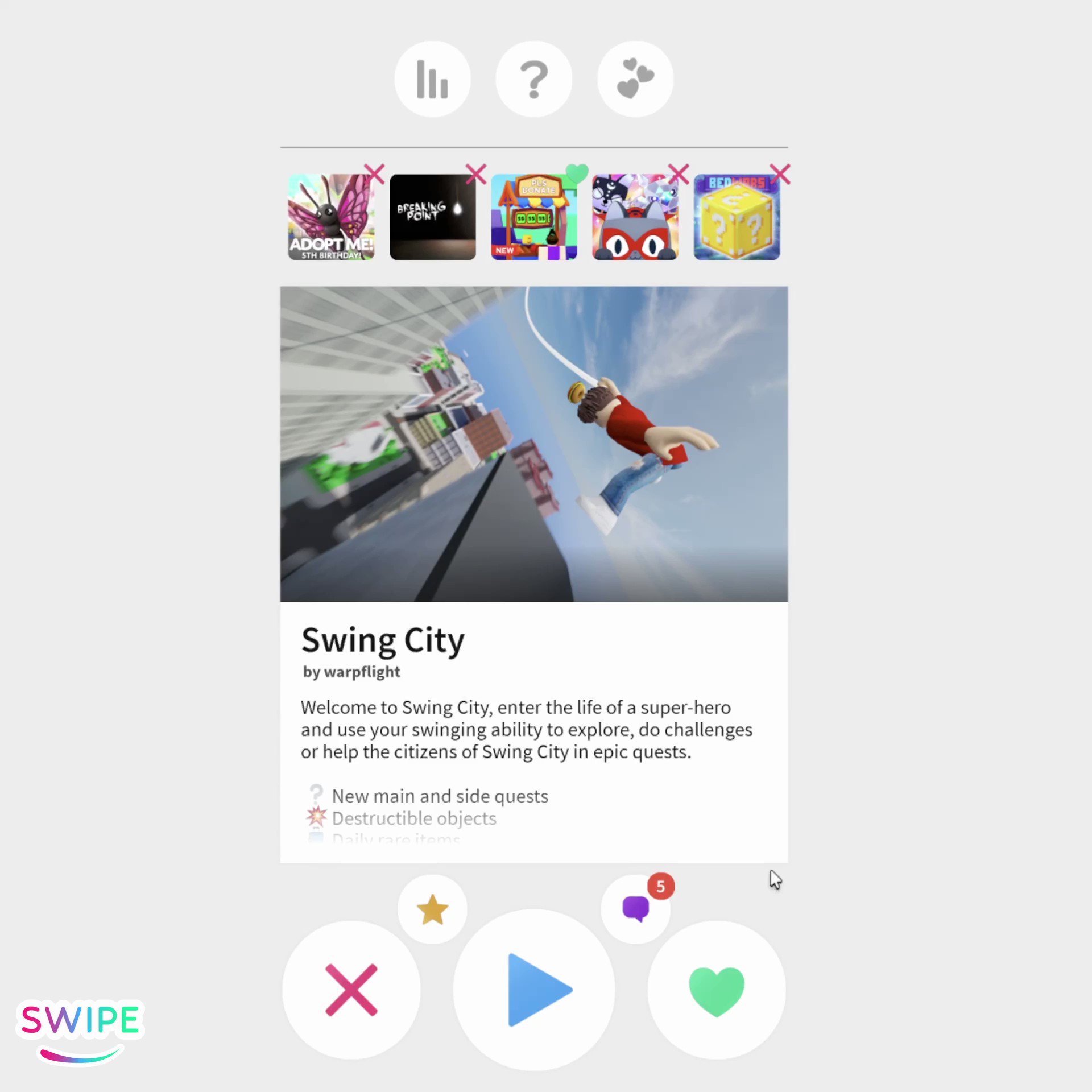 warpflight on Twitter: "Steam has reviews, why shouldn't Roblox? Out now in Swipe! #Roblox # ...
