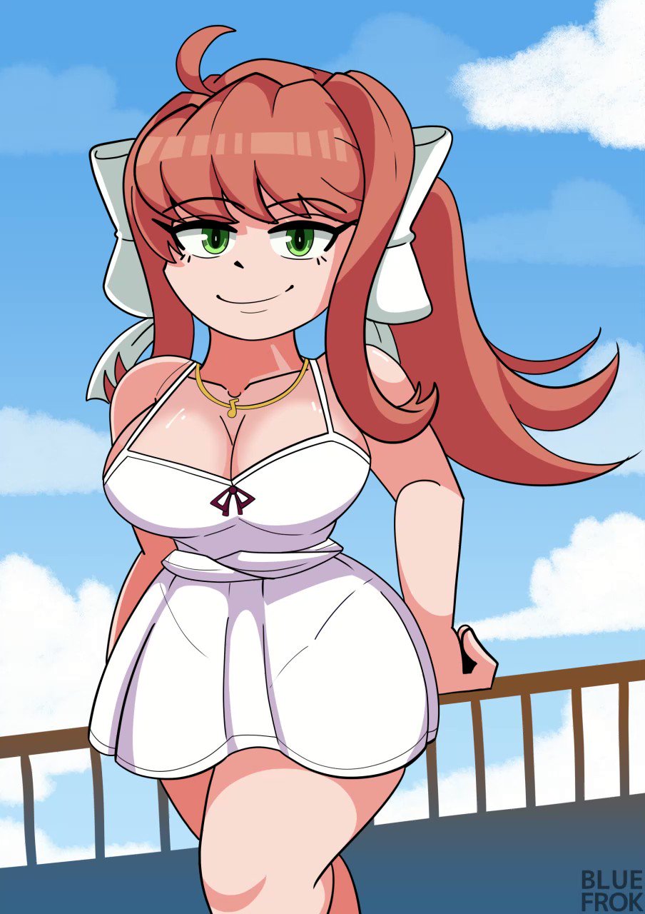 Bluefrok (Taking a Break) on Twitter: "White Dress Monika ⛅️ #DokiDokiLiteratureClub #DDLCfanart ...