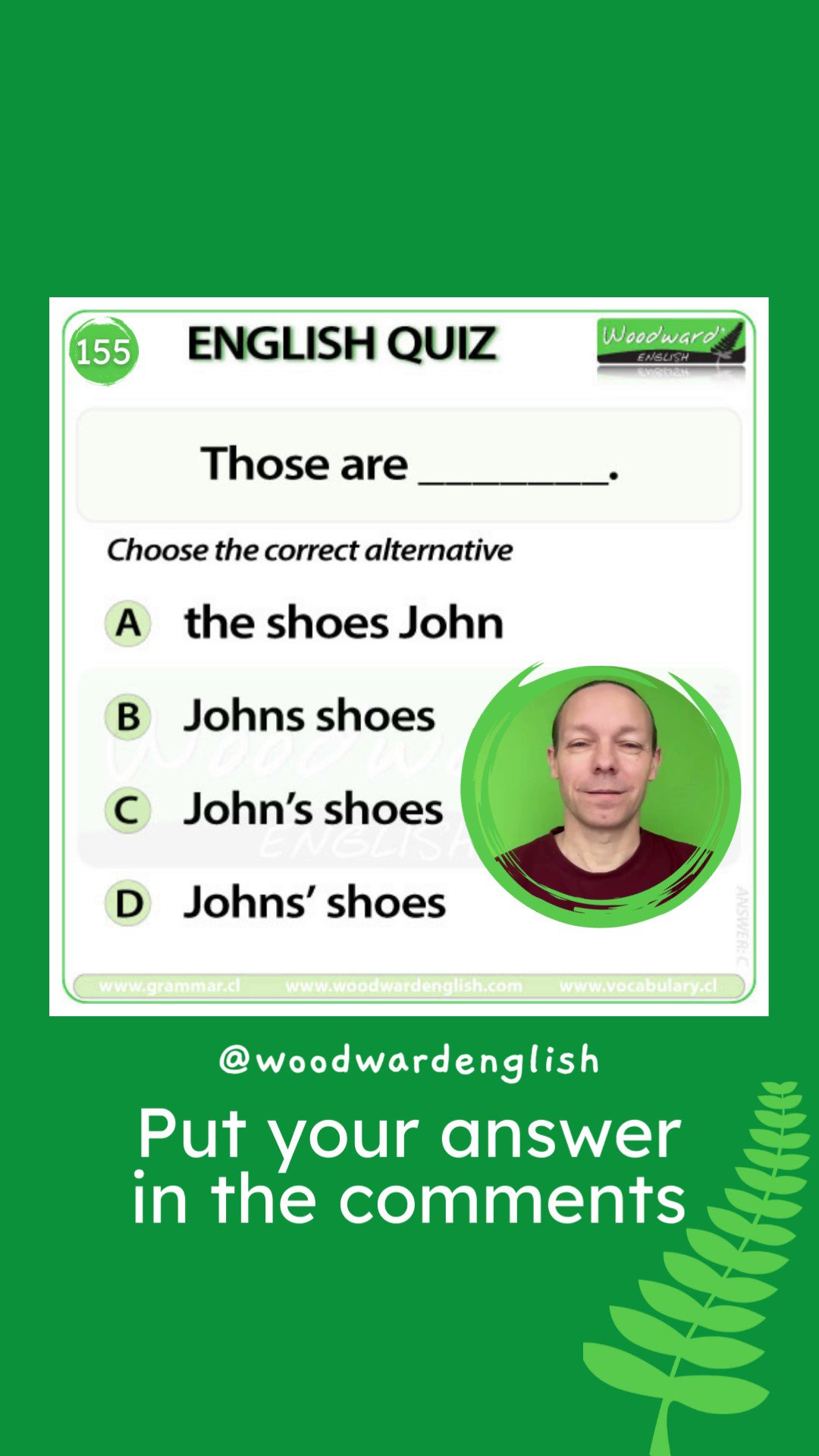 Learn English with Woodward English on Twitter: "🍎 Woodward English Quiz 155 🍎 Those are ___. 👞 ...