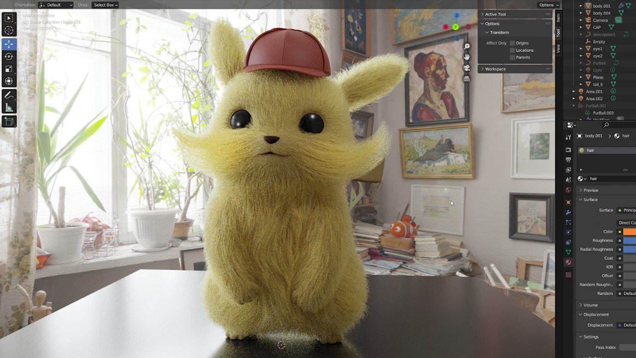 YY_3dcg on Twitter: "#b3d blenderはじめました。 mayaから毛が持っていけるということで検証、ちょっと見た目変わったけど感動した。 Geometry ...