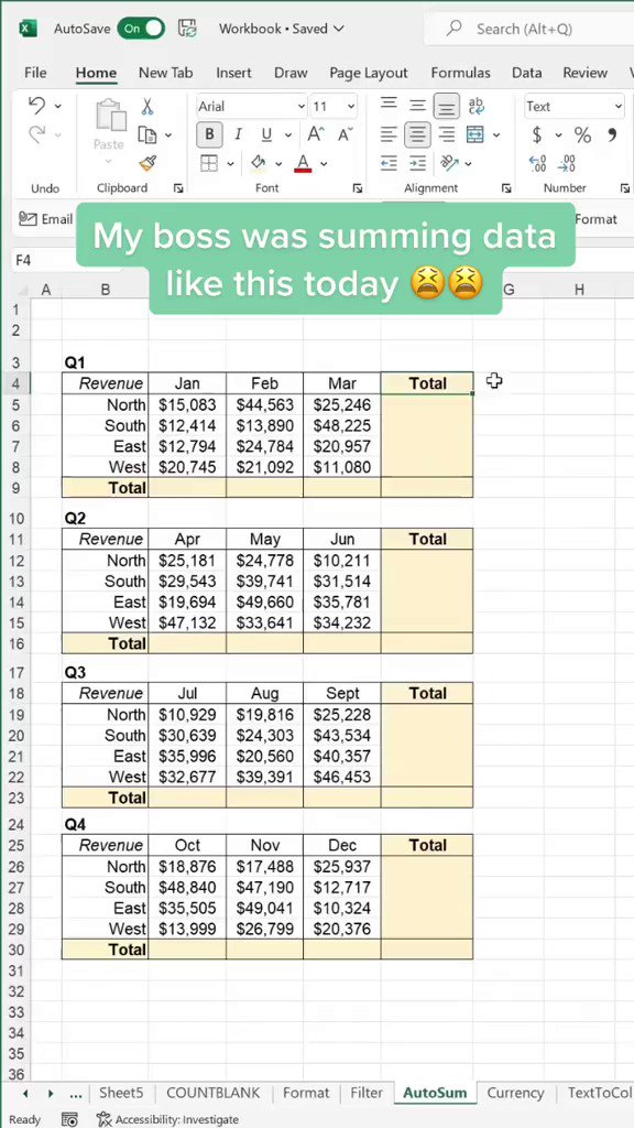 Excel Dictionary ☕️ on Twitter: "How to sum all of your data at once. 🤯 #excel https://t.co ...