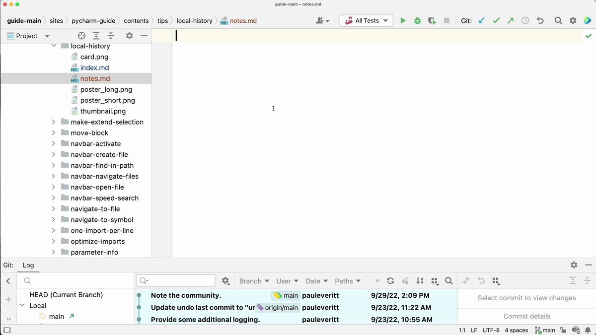 JetBrains PyCharm on Twitter: "#PyCharmTip Recover from editing disasters with Local History ...