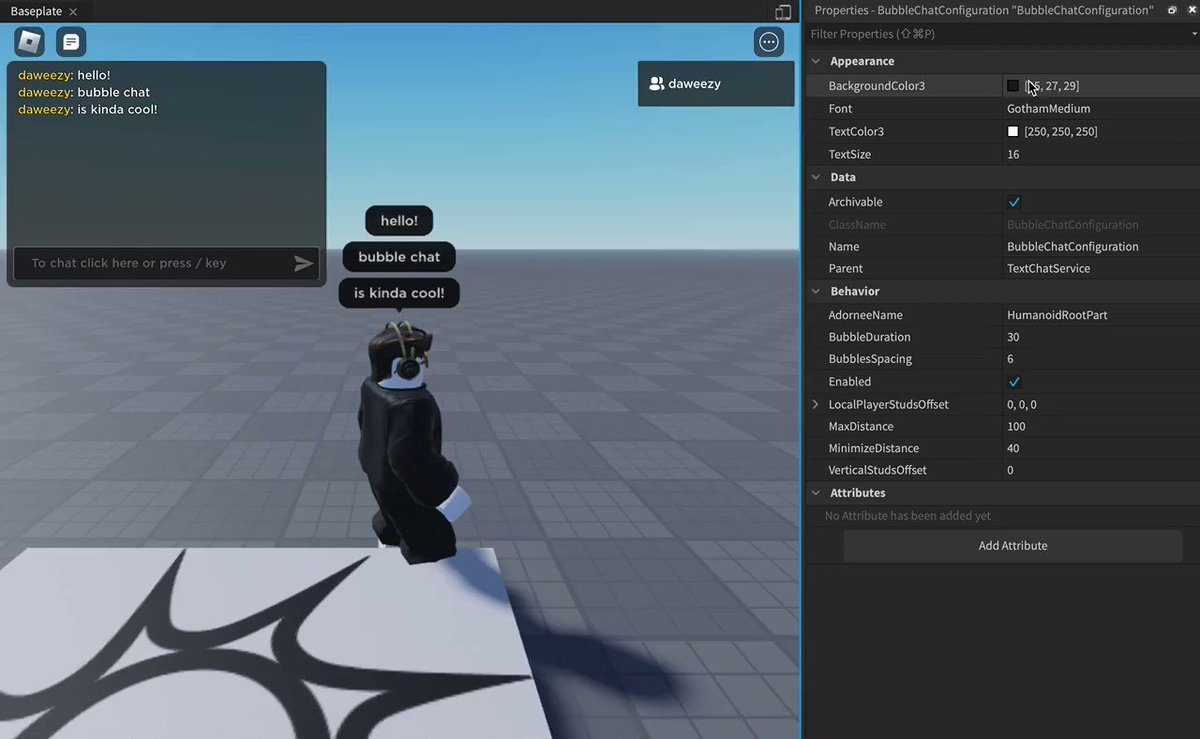 Bloxy News On Twitter Bubble Chat Is Now Integrated Into The Textchatservice Property In 