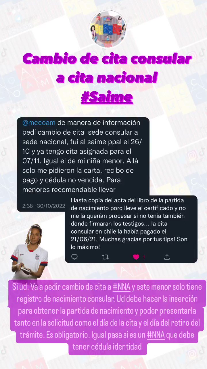 Mccoam on Twitter: "Cambio de cita consular a cita nacional #Saime deben considerar que si va a ...
