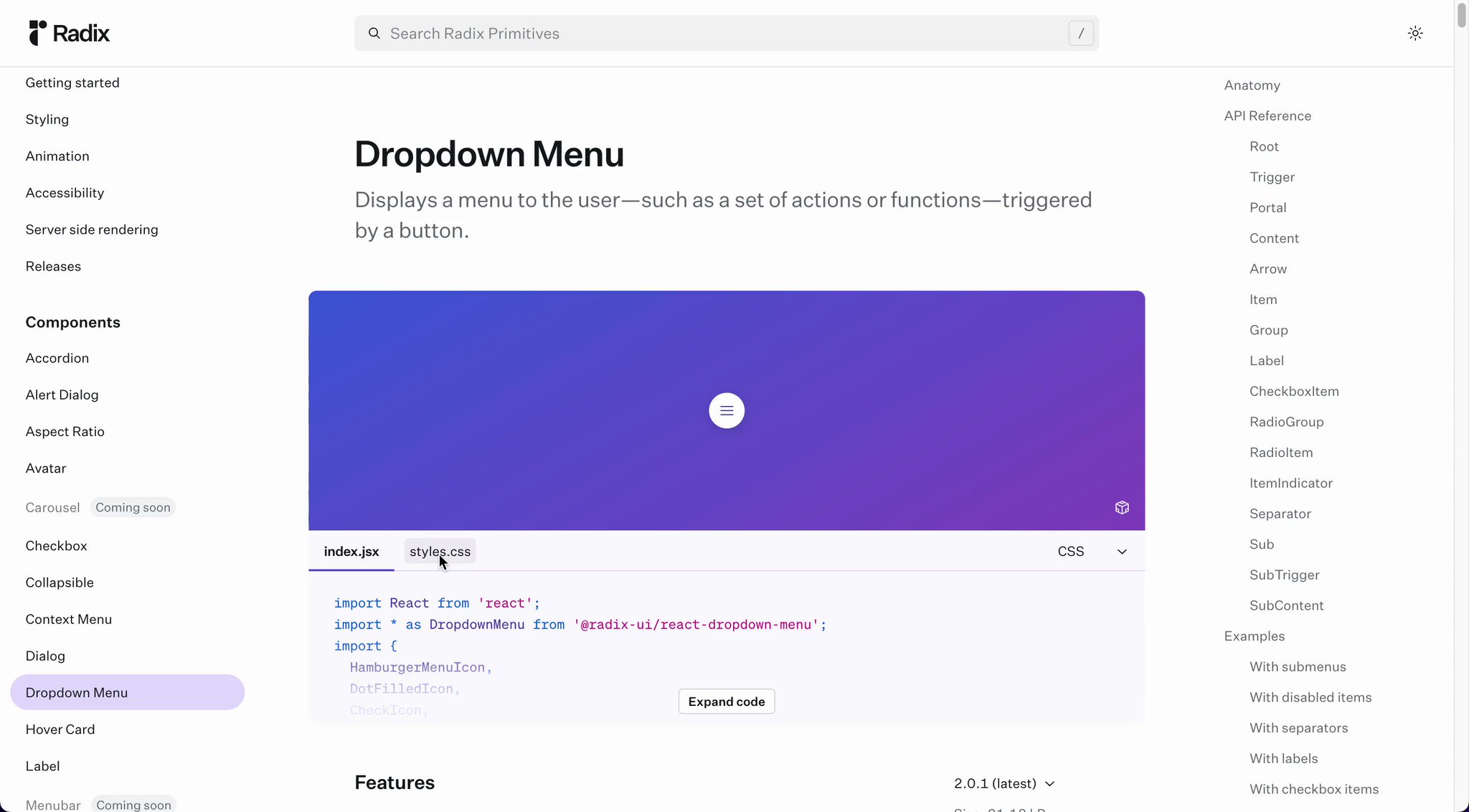 Radix on Twitter: "Big Radix Docs update today: component code examples are now available in ...