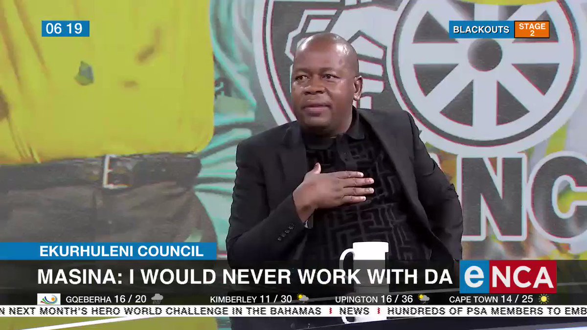 eNCA on Twitter: "ANC Ekurhuleni chairperson, Mzwandile Masina says the DA's principles are ...