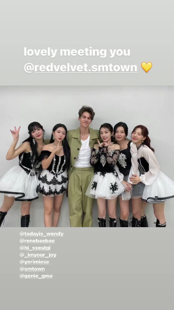 foReVer♡ on Twitter: "Peder Elias instagram story update with Red Velvet backstage at 2022 GMA 💝 ...