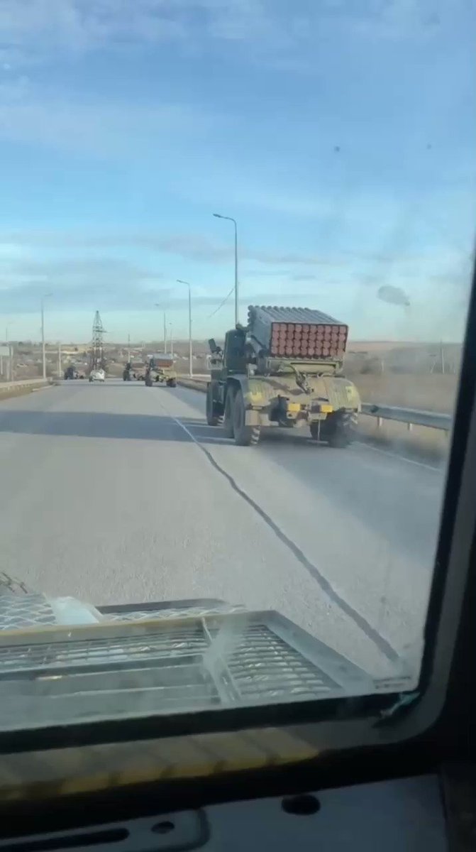 Drone Dawg on Twitter: "Column of a whole lotta MLRS BM-21 Grads, all fully loaded with missiles ...