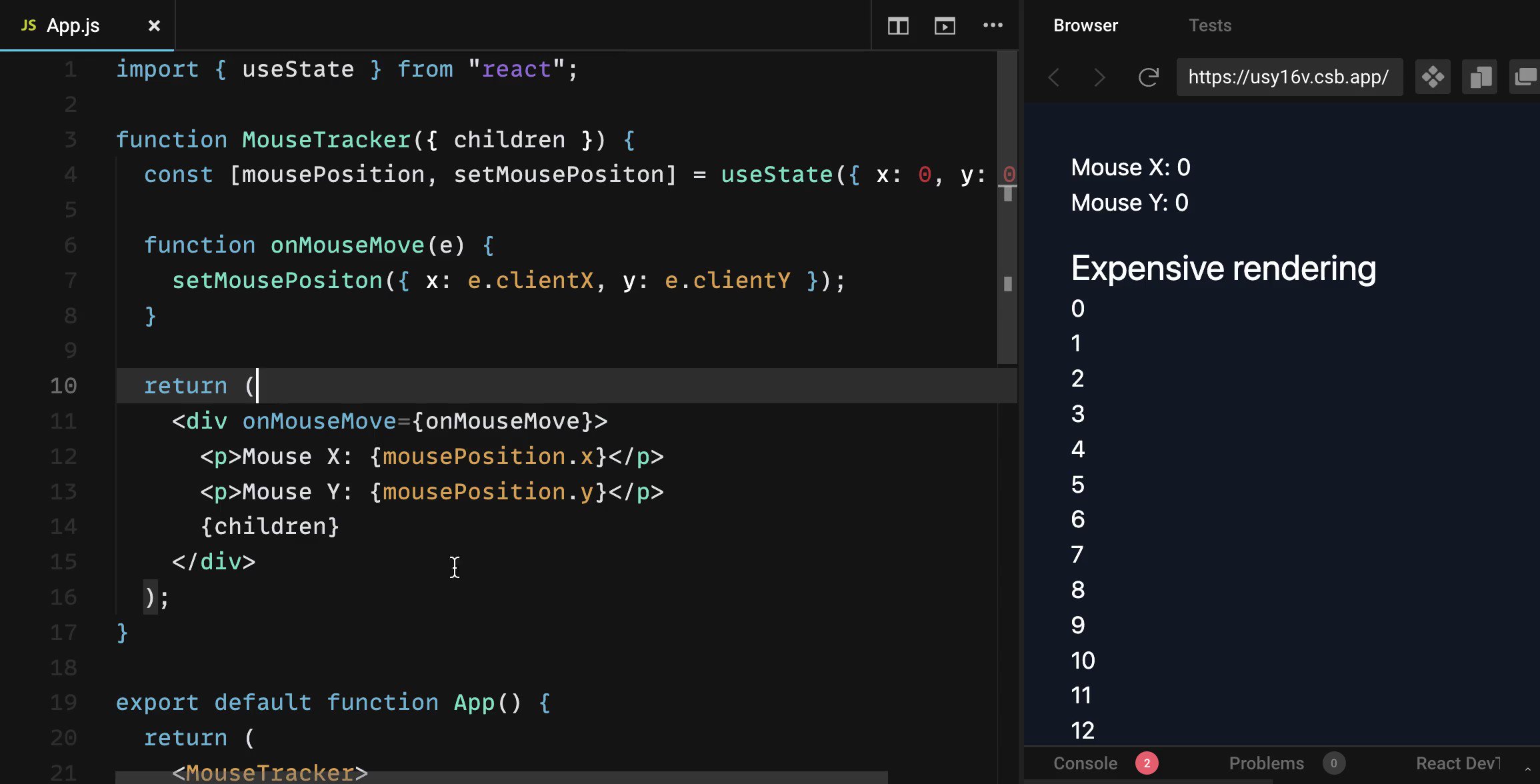 Alex Sidorenko on Twitter: "How to update React components on scroll or mousemove with good ...