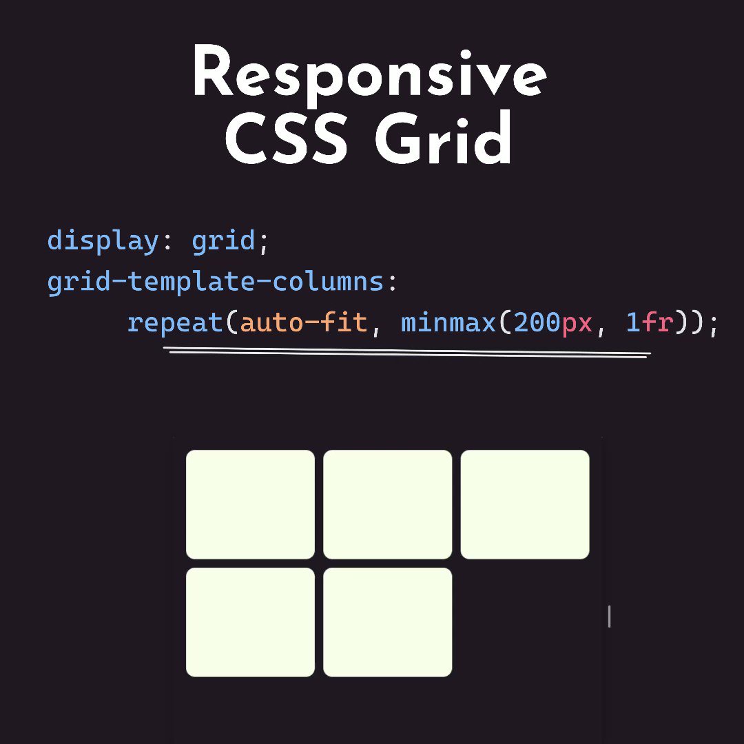 Andrej ⚡️ on Twitter: "📌 2 lines of CSS to create a responsive Grid https://t.co/1rXRnCWTQO ...